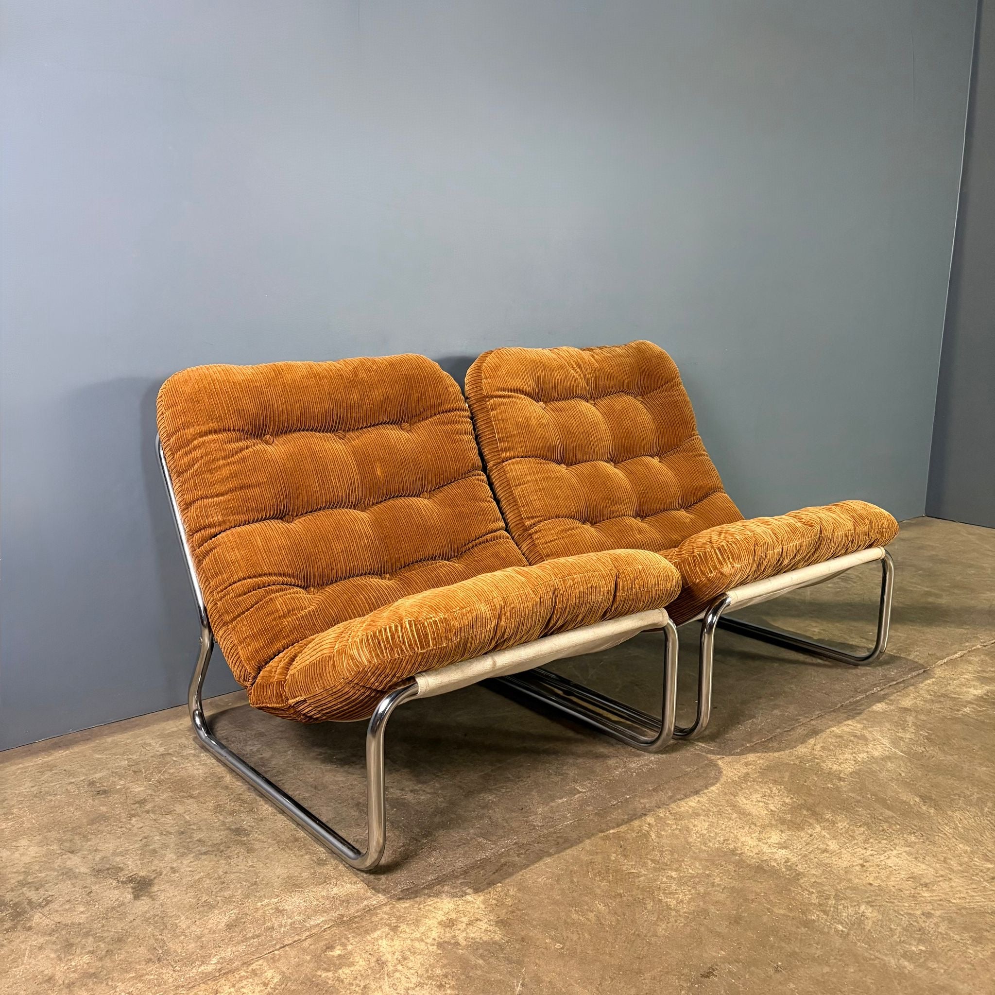 Sling Brown Corduroy Lounge Chair Mid Century Vintage Retro MCM ...