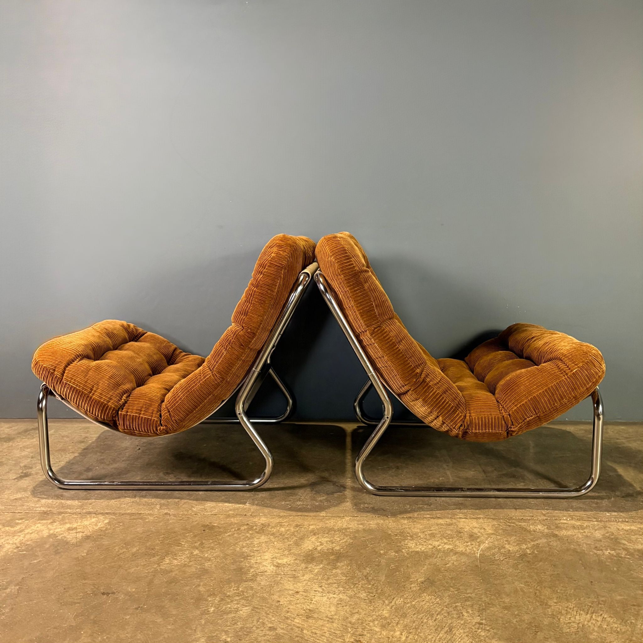 Sling Brown Corduroy Lounge Chair Mid Century Vintage Retro MCM ...