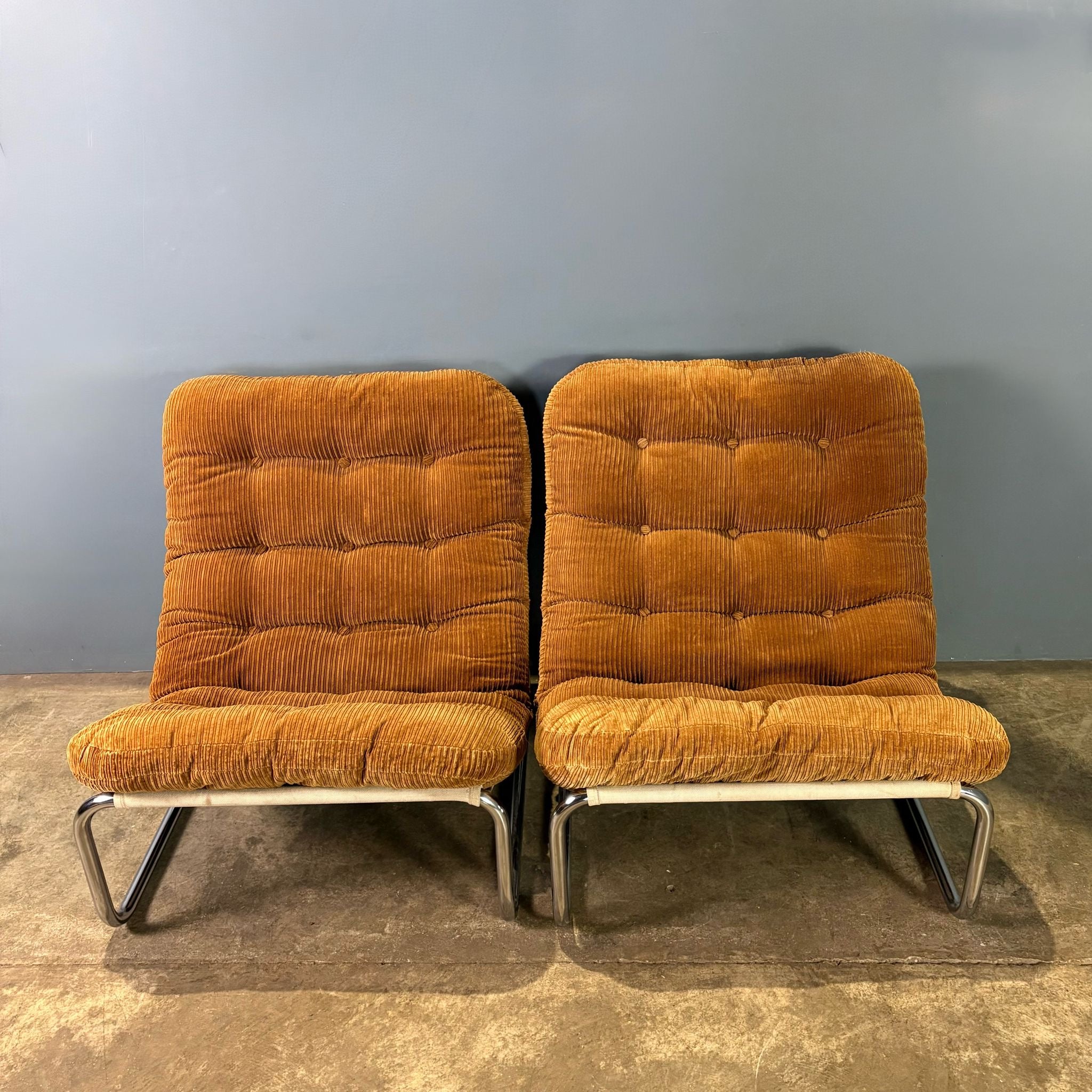 Sling Brown Corduroy Lounge Chair Mid Century Vintage Retro MCM ...