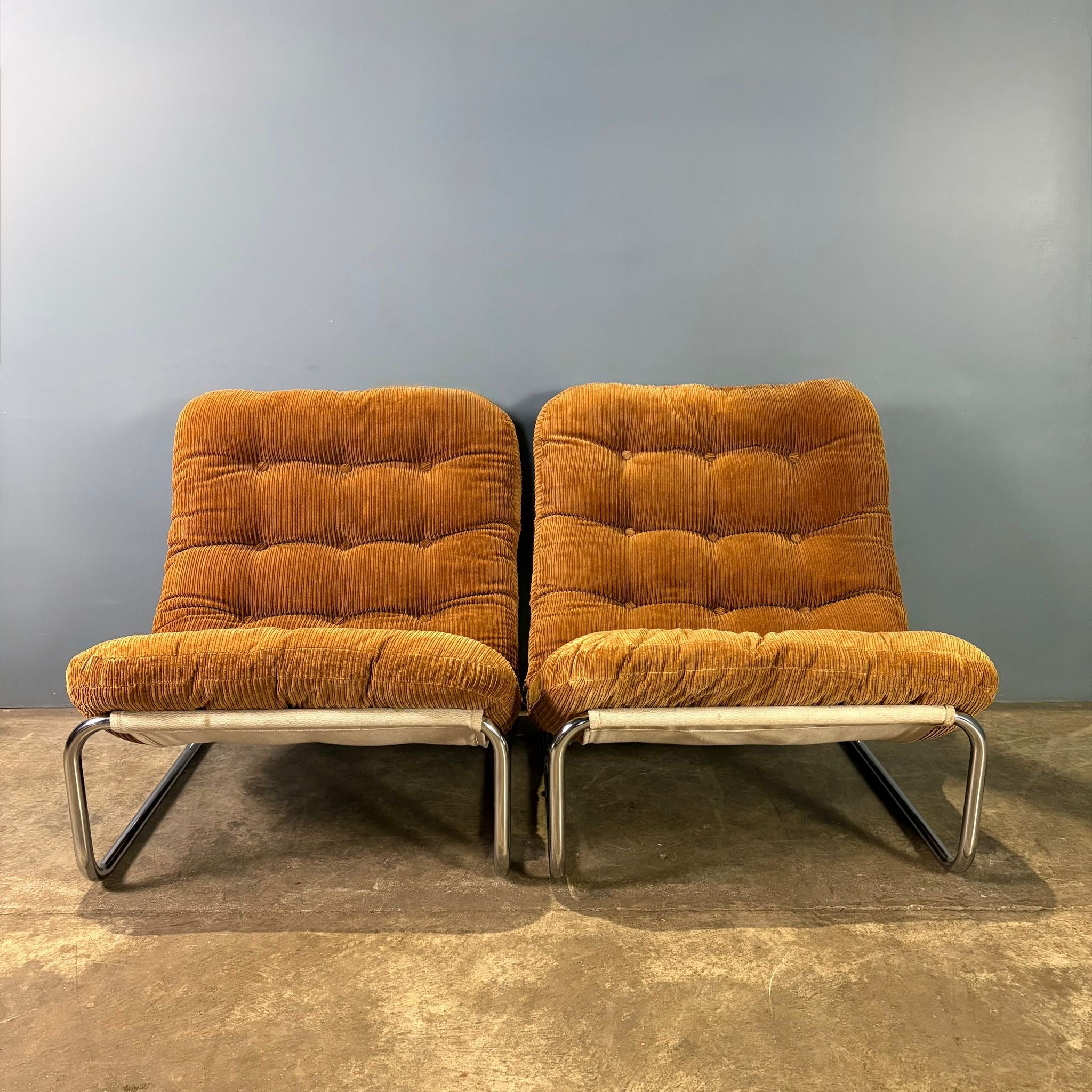 Sling Brown Corduroy Lounge Chair Mid Century Vintage Retro MCM ...