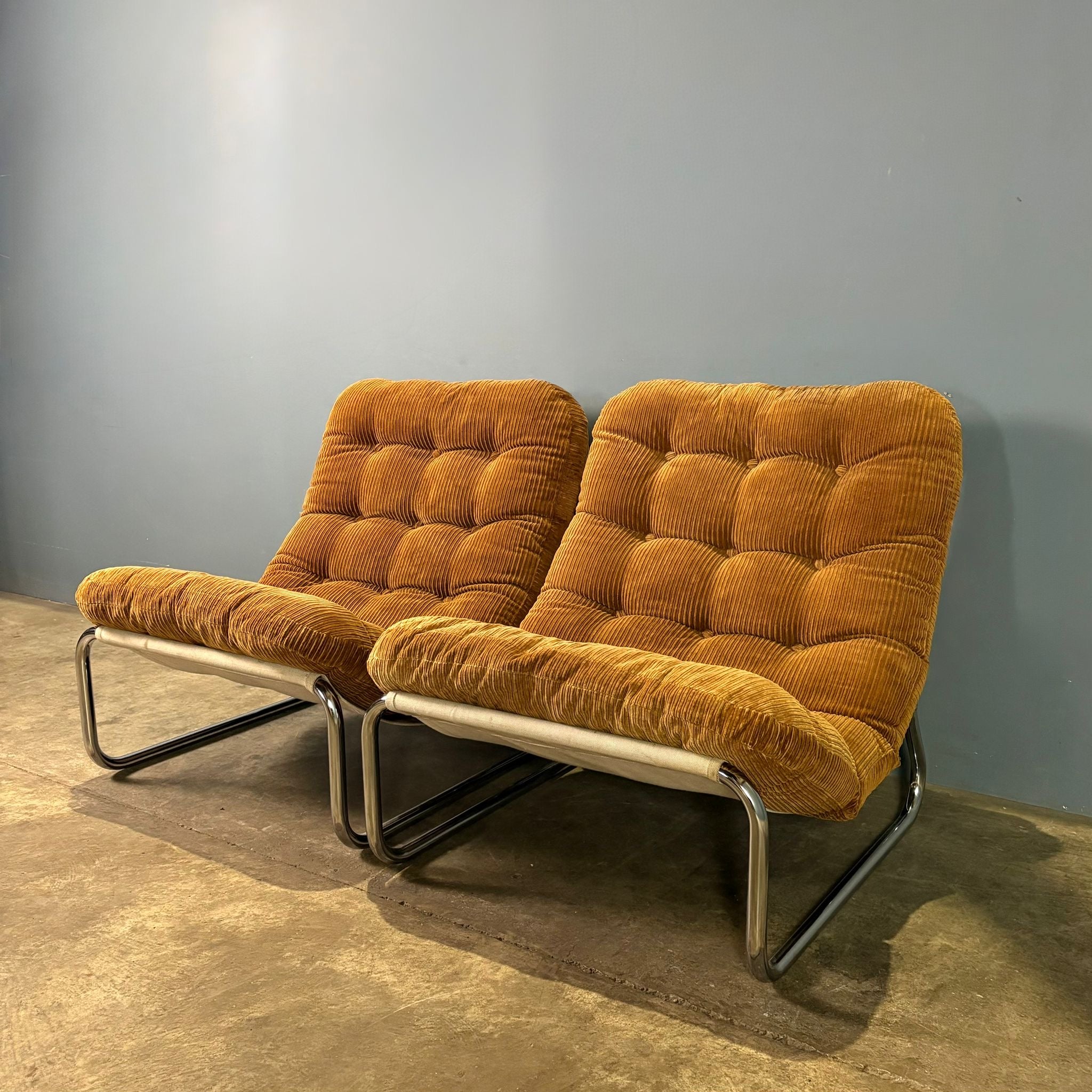 Sling Brown Corduroy Lounge Chair Mid Century Vintage Retro MCM ...